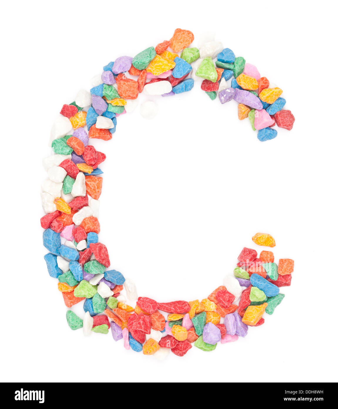 C alphabet colorful gravel on white background Stock Photo - Alamy