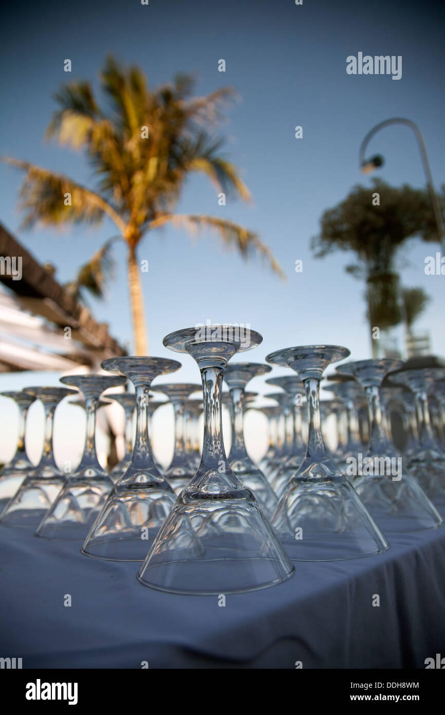 Glass upside down cloth coconut tree party bar bartender drink drinks ...