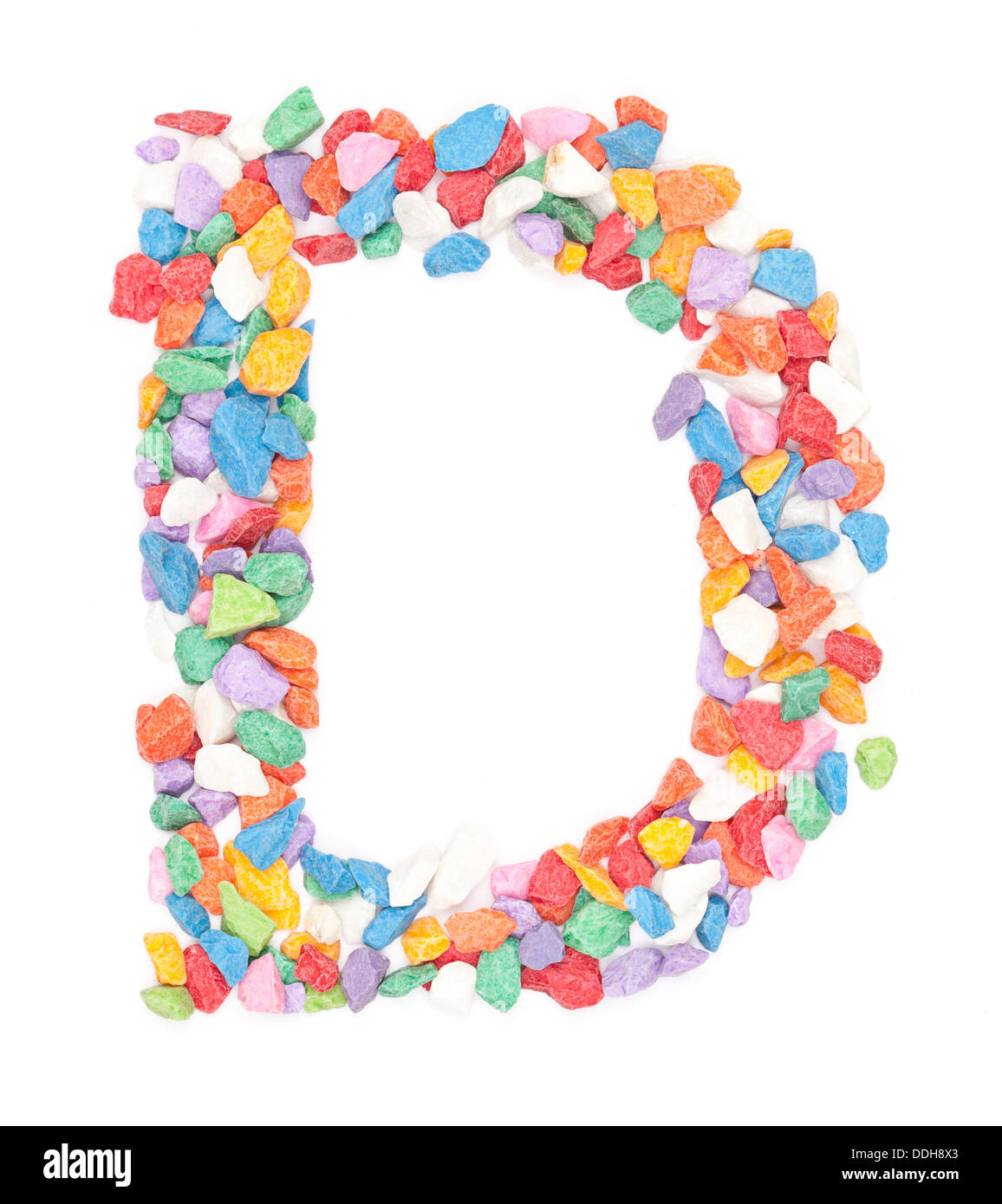 D alphabet colorful gravel on white background Stock Photo - Alamy