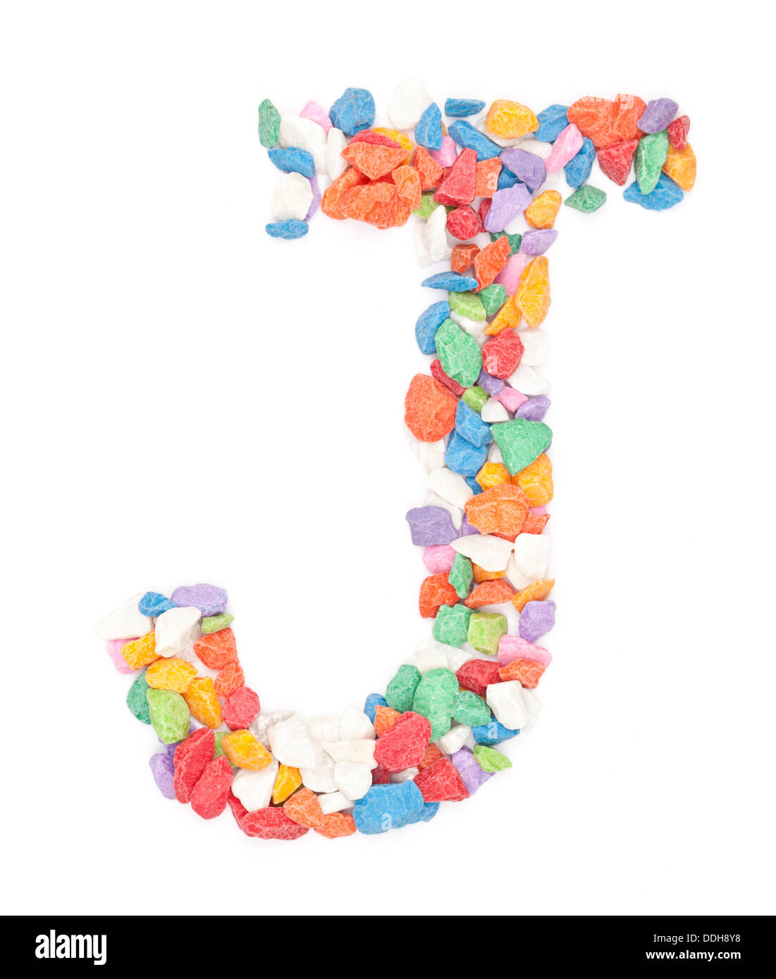 J alphabet colorful gravel on white background Stock Photo - Alamy