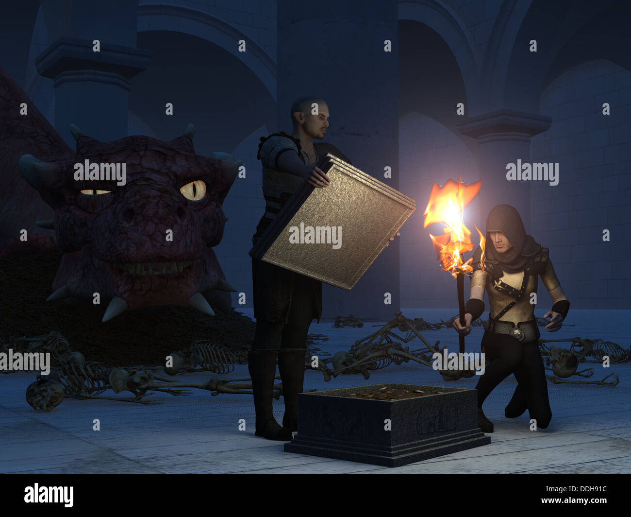 Stealing treasure from the dragon Stock Photo - Alamy