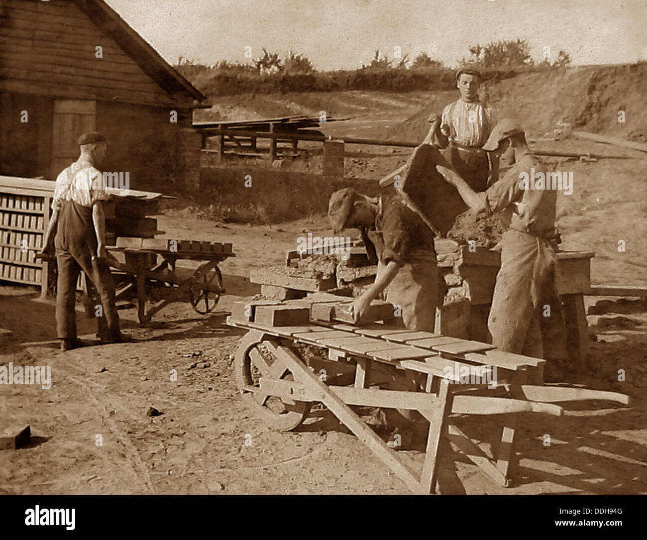 Brick making early 1900s Stock Photo - Alamy