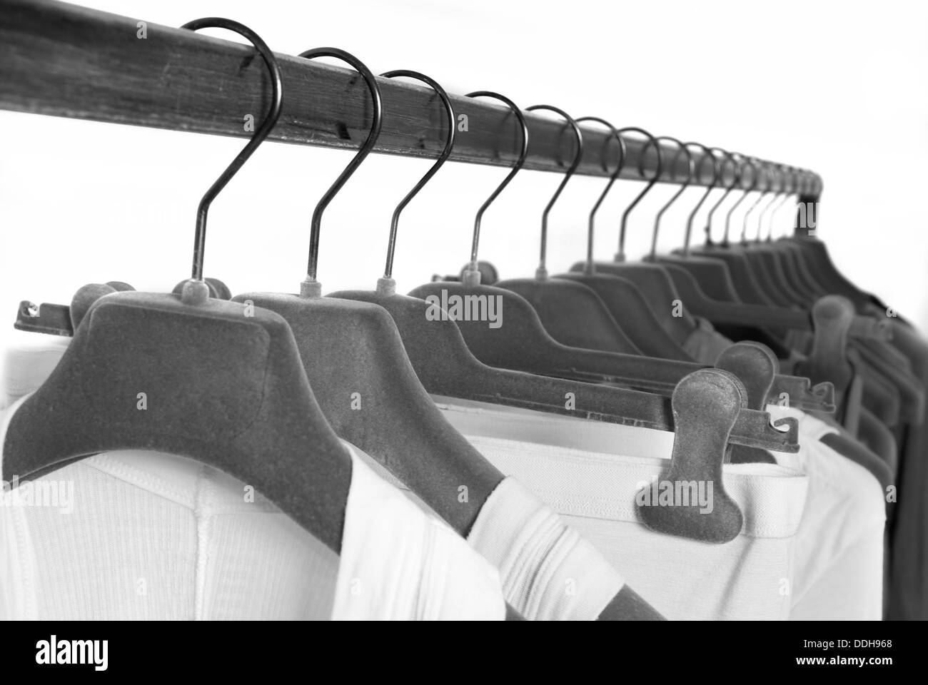 Clothing racks retail display Black and White Stock Photos & Images - Alamy