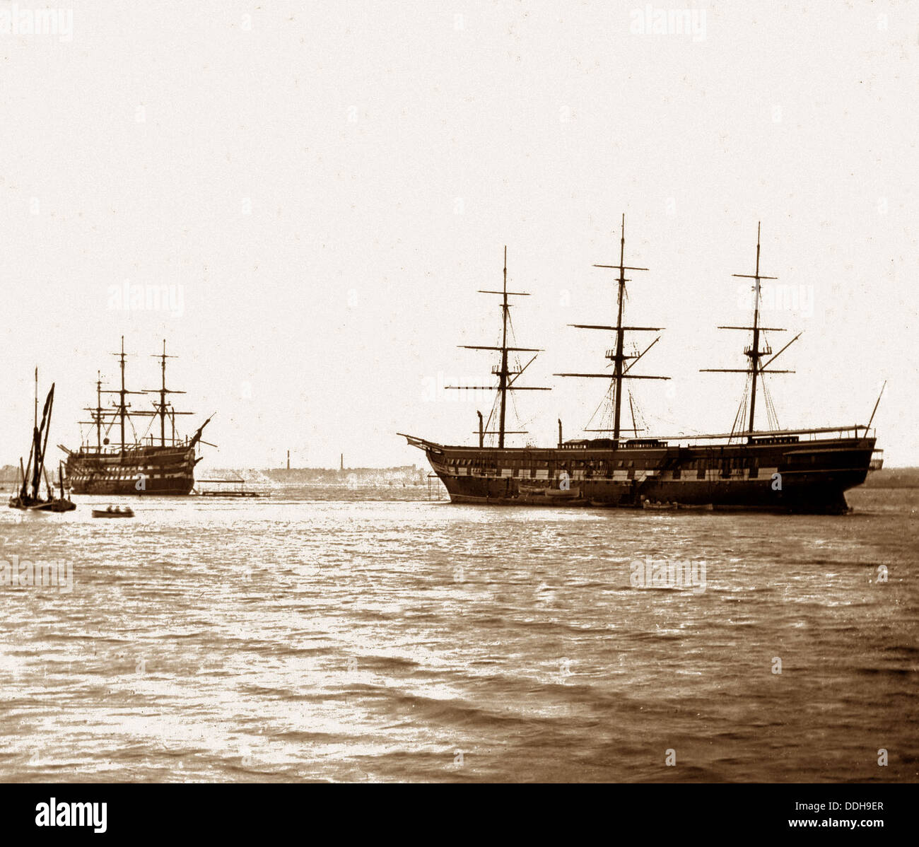 Training Ship Shaftsbury off Grays Victorian period Stock Photo - Alamy