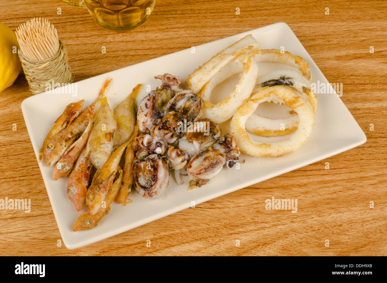 Assorted small fried fish, a traditional Spanish tapa Stock Photo - Alamy