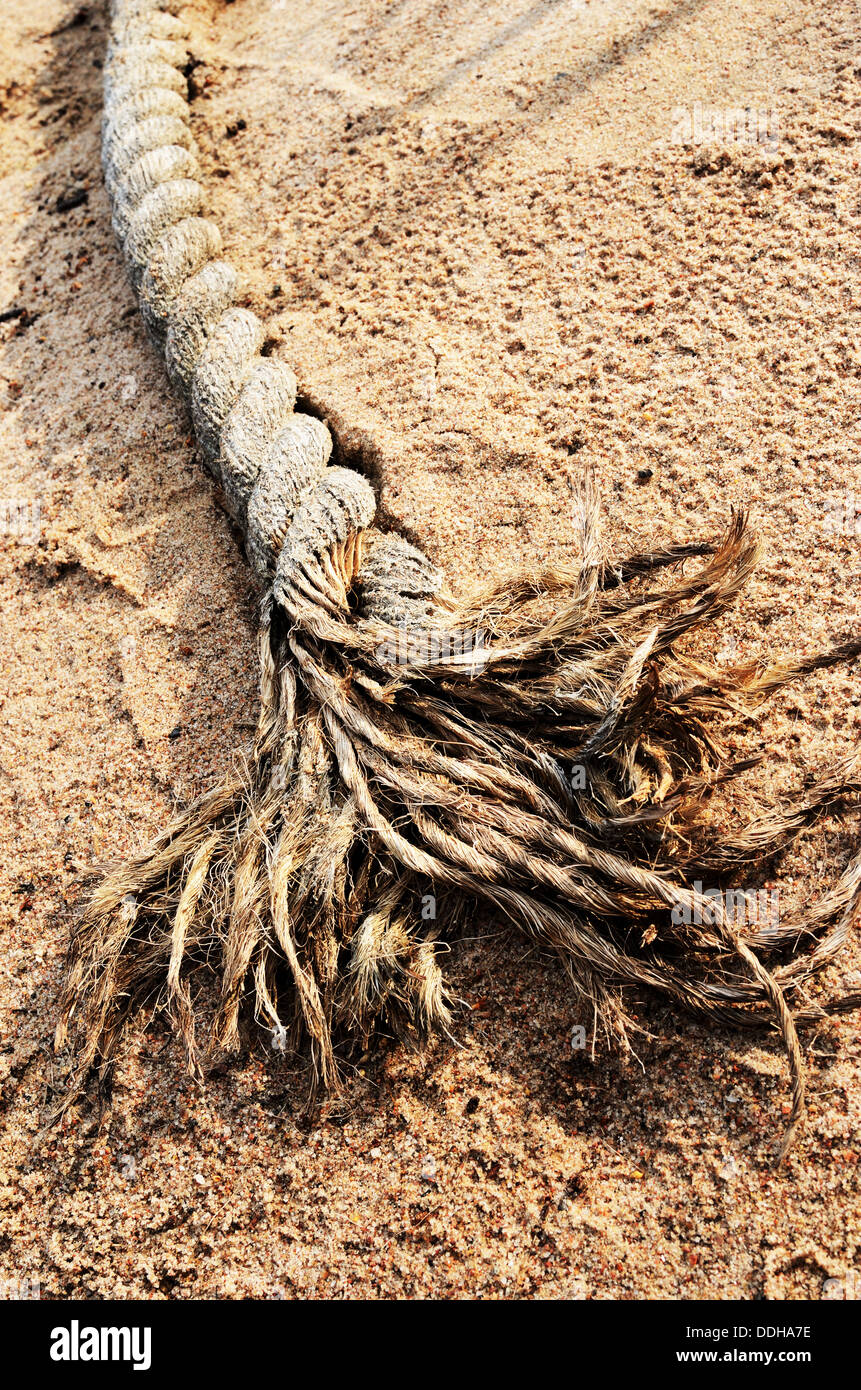 ship rope in sand on the beach Stock Photo - Alamy
