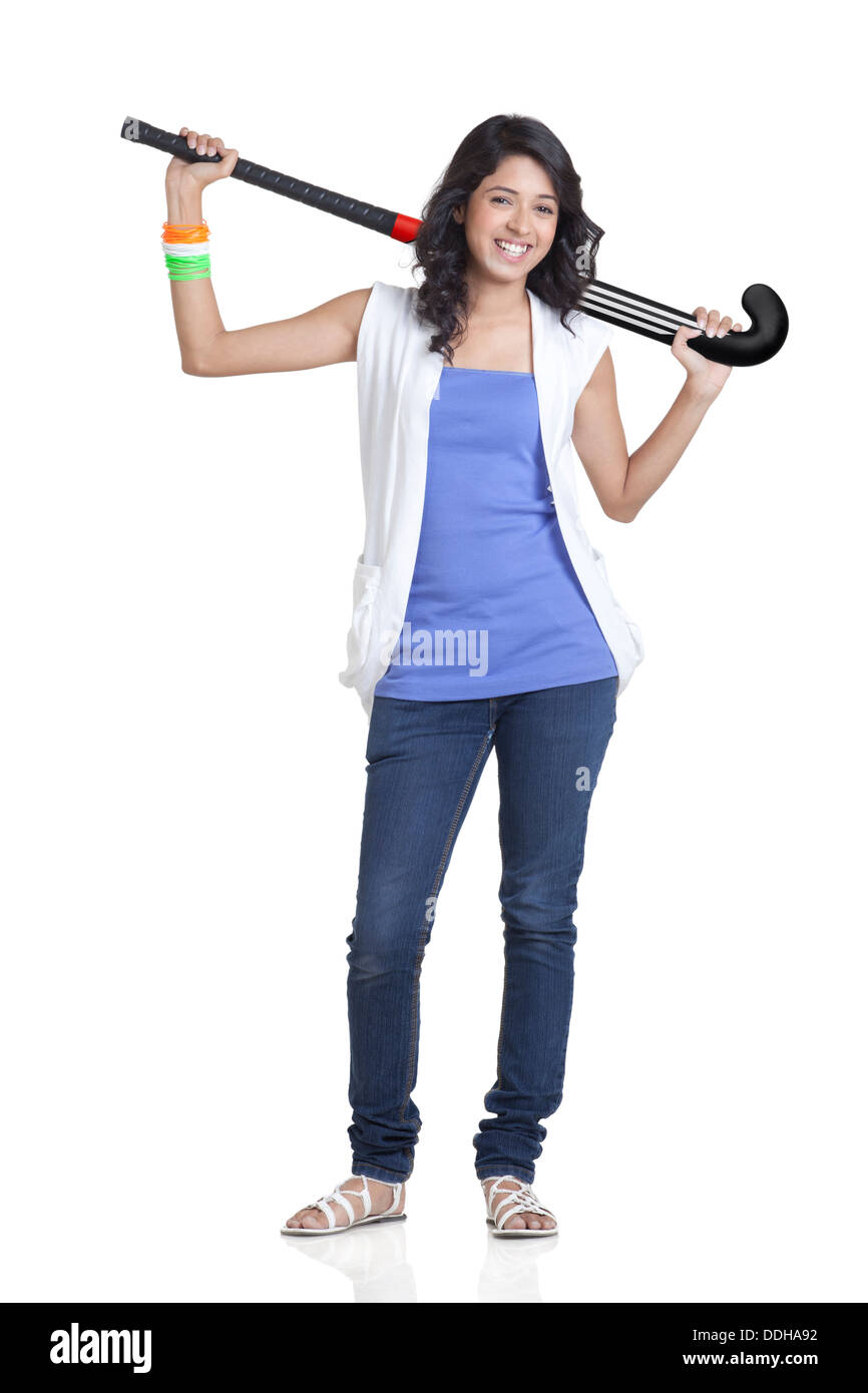 Woman standing stick in Cut Out Stock Images & Pictures - Alamy