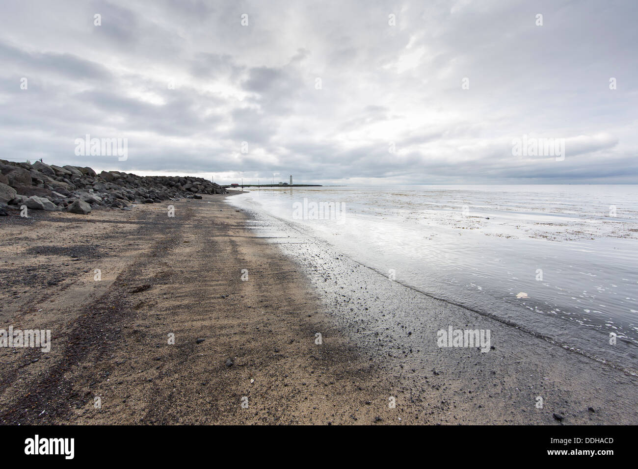 The lighthouse at sunset, Grotta, Reykjavik Iceland Stock Photo - Alamy