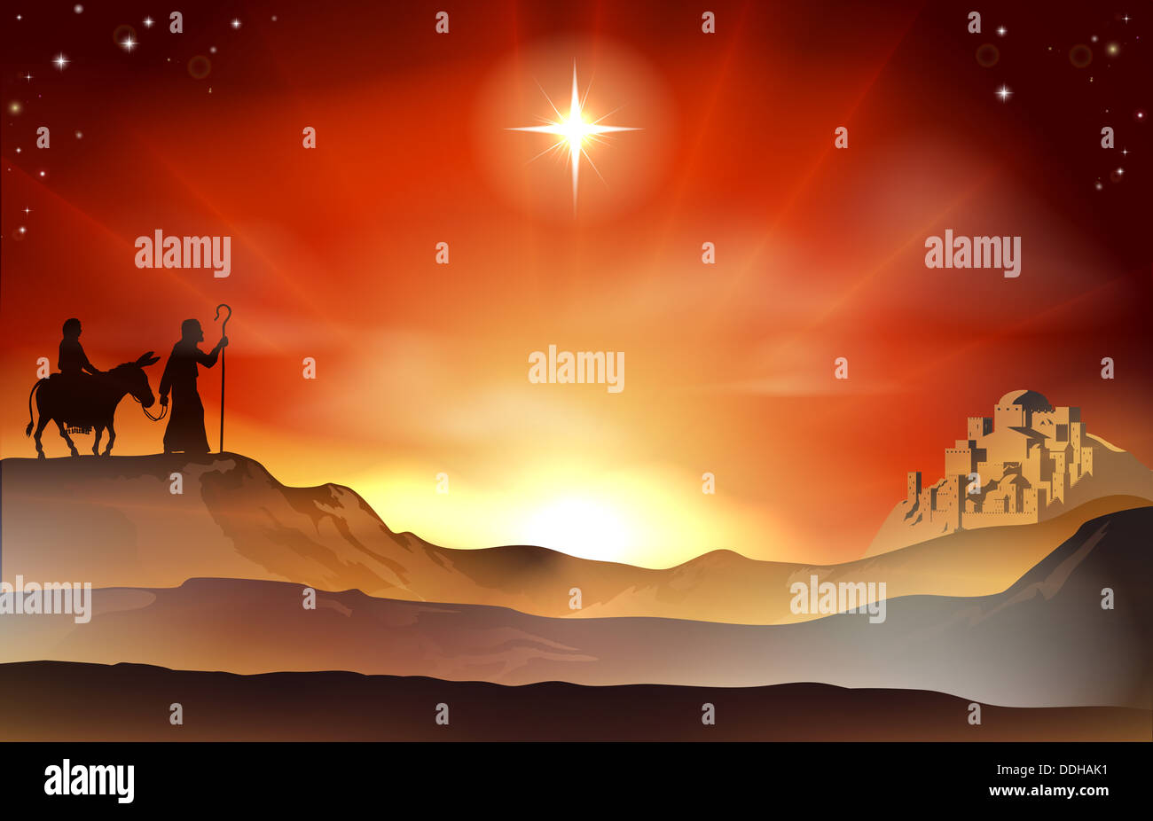 Mary and Joseph Nativity Christmas journeying through the dessert with ...
