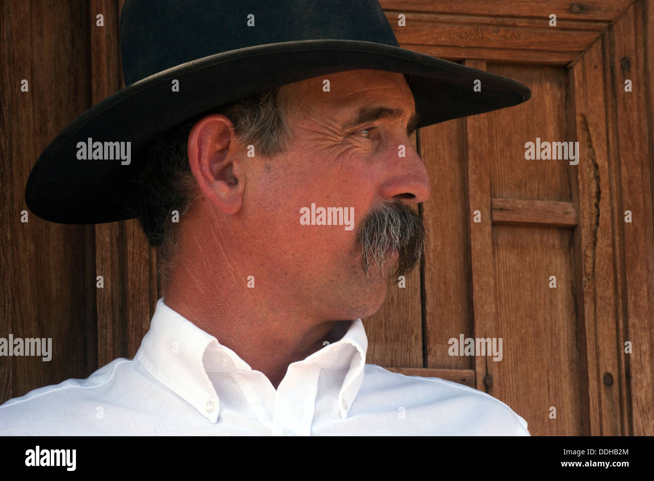 Cowboy portrait with side view of face and head, Santa Fe, New Mexico ...