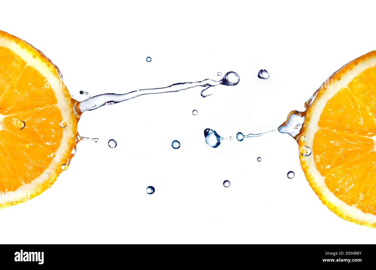 fresh water drops on orange isolated on white Stock Photo - Alamy