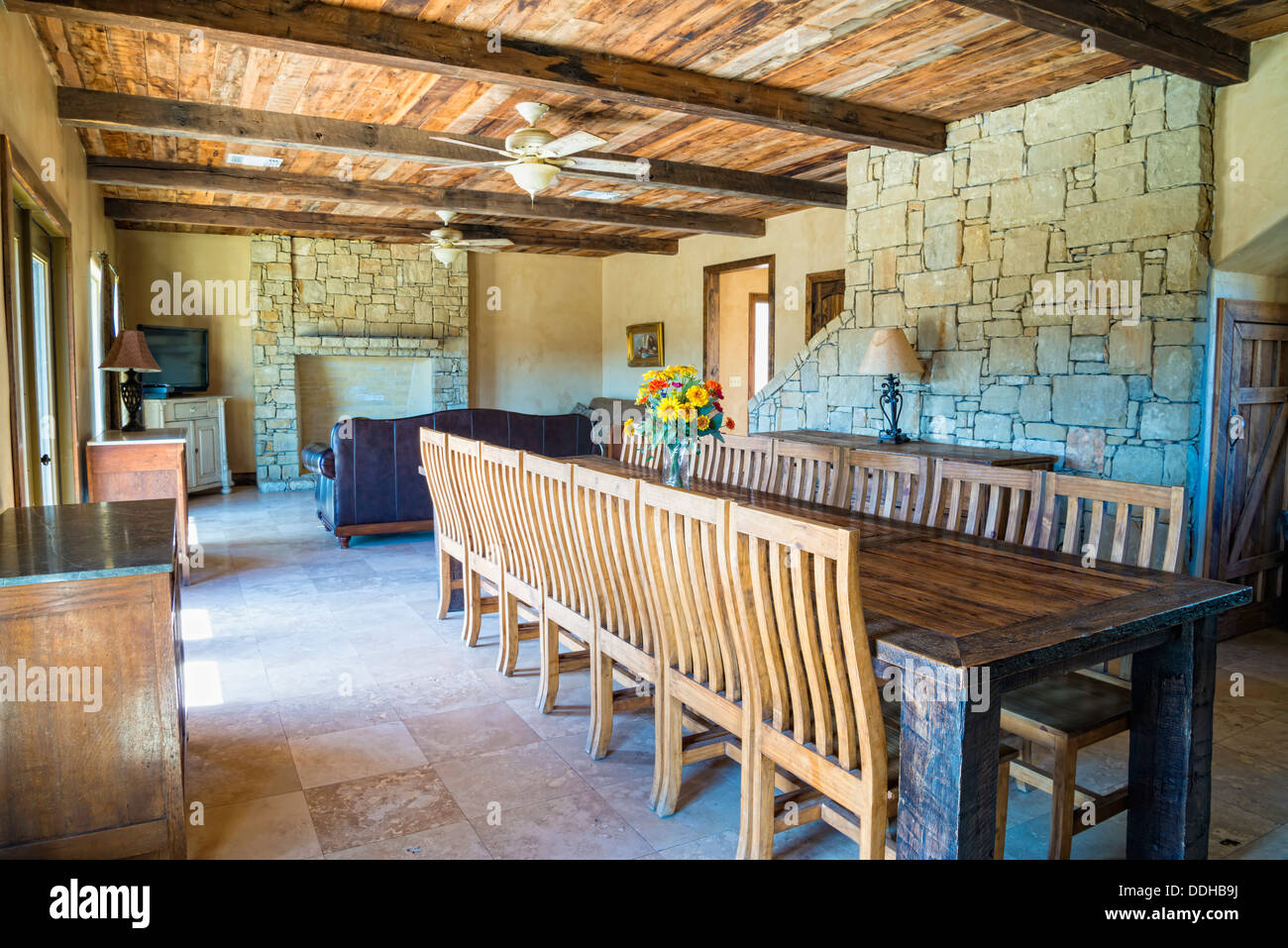 USA, Texas, Interior of rustic style home Stock Photo - Alamy