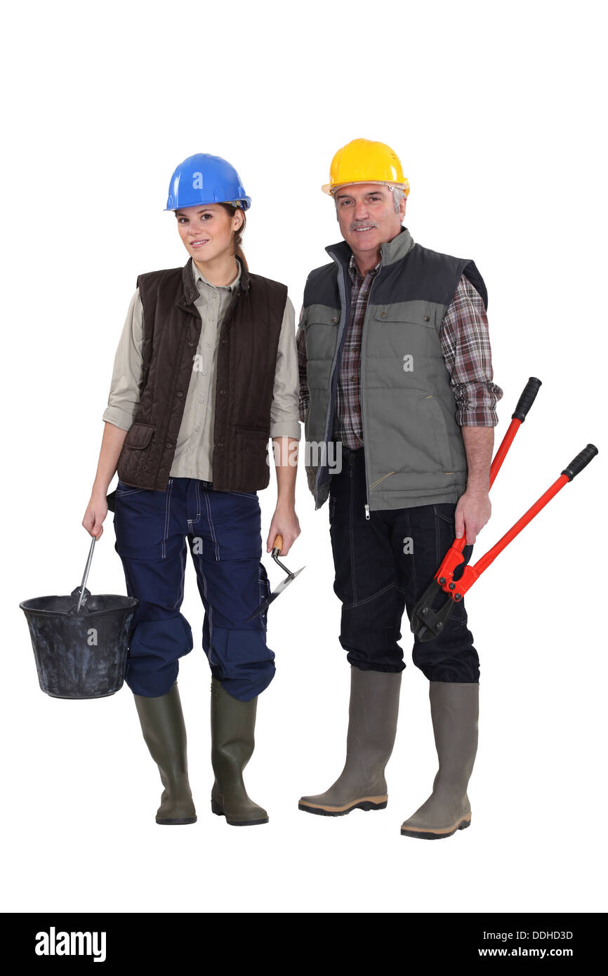 Father and daughter about to start construction project Stock Photo - Alamy