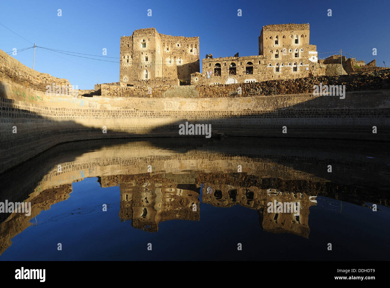 historic cisterne in the mountain village of Shahaarah, Shaharah, Yemen ...