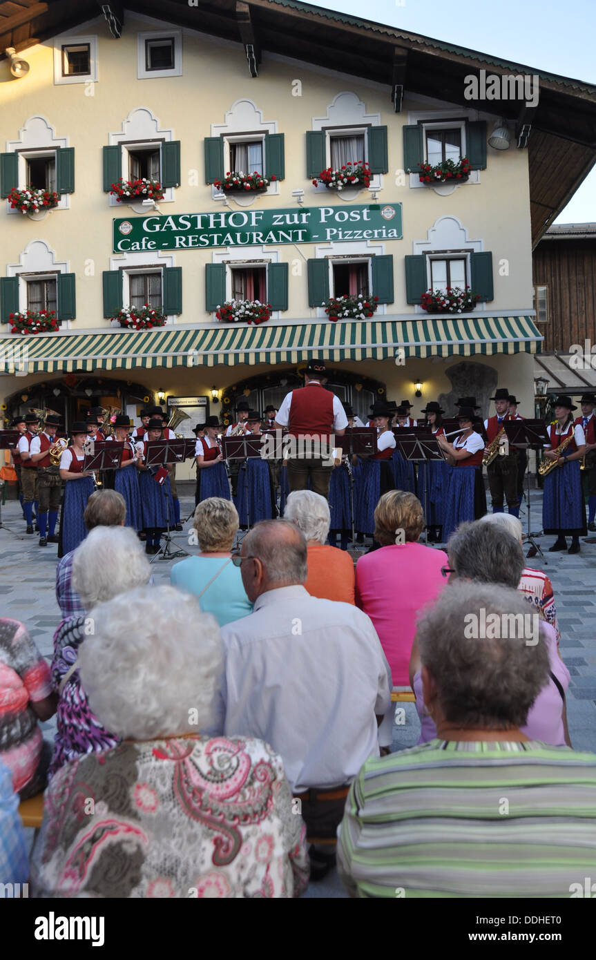 Local folklore band musicians in trditional dress, Maria Alm, Austria ...
