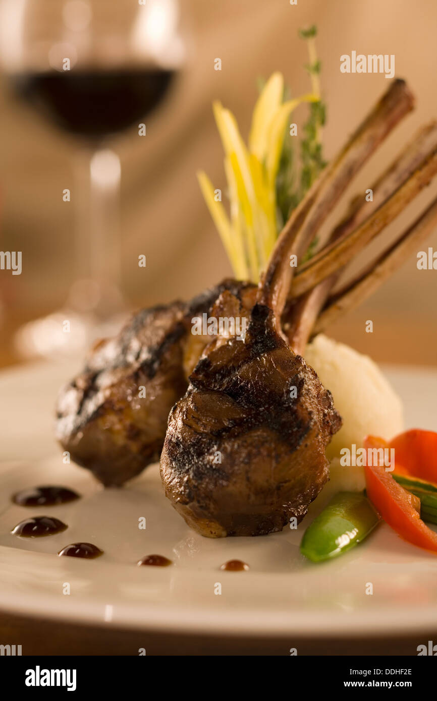 Hawaii Regional Cuisine, fine dining entree, Rack of Lamb Stock Photo ...