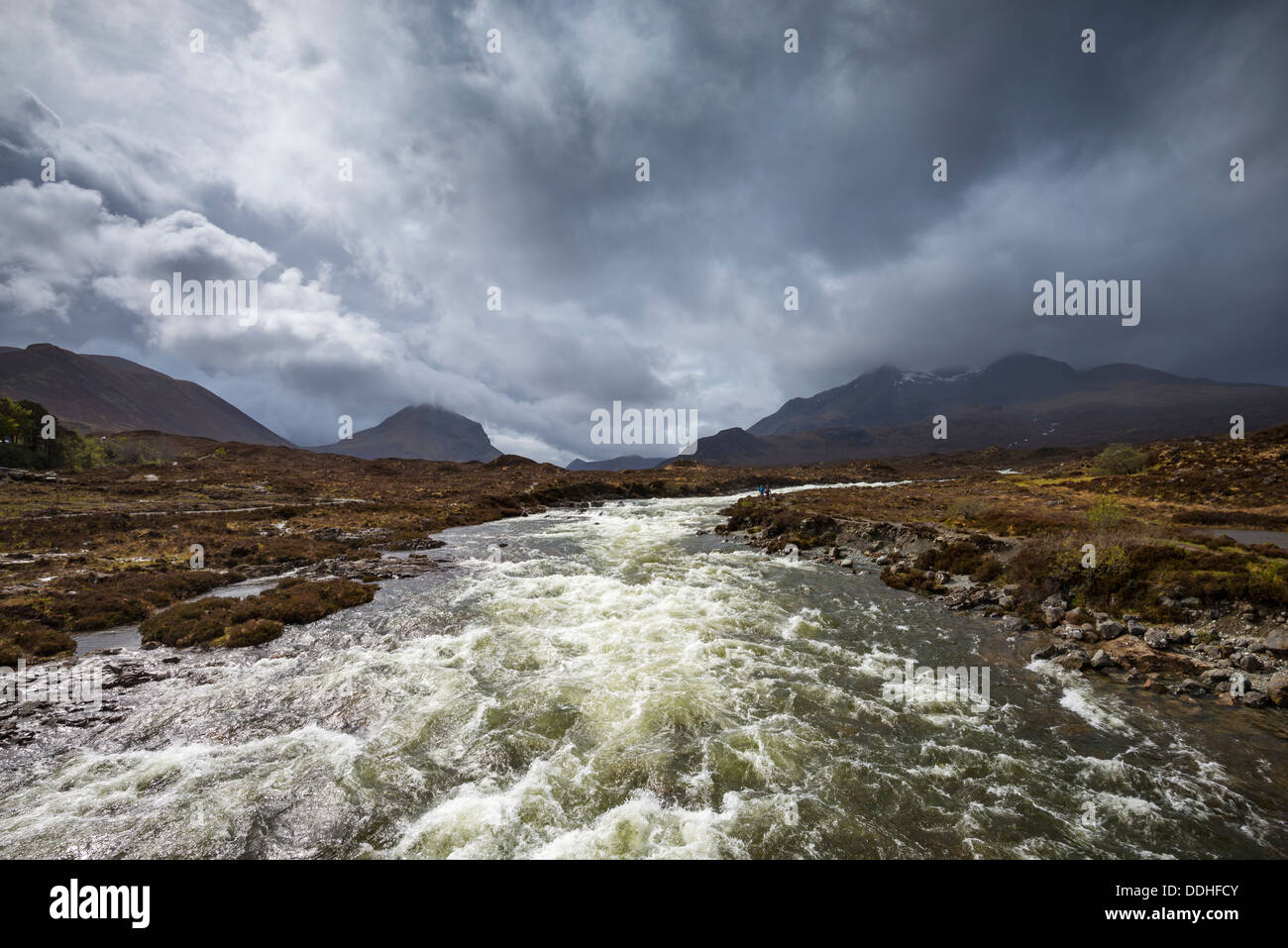 United Kingdom, Scotland, Isle of Skye, View of Sligachan River Stock ...