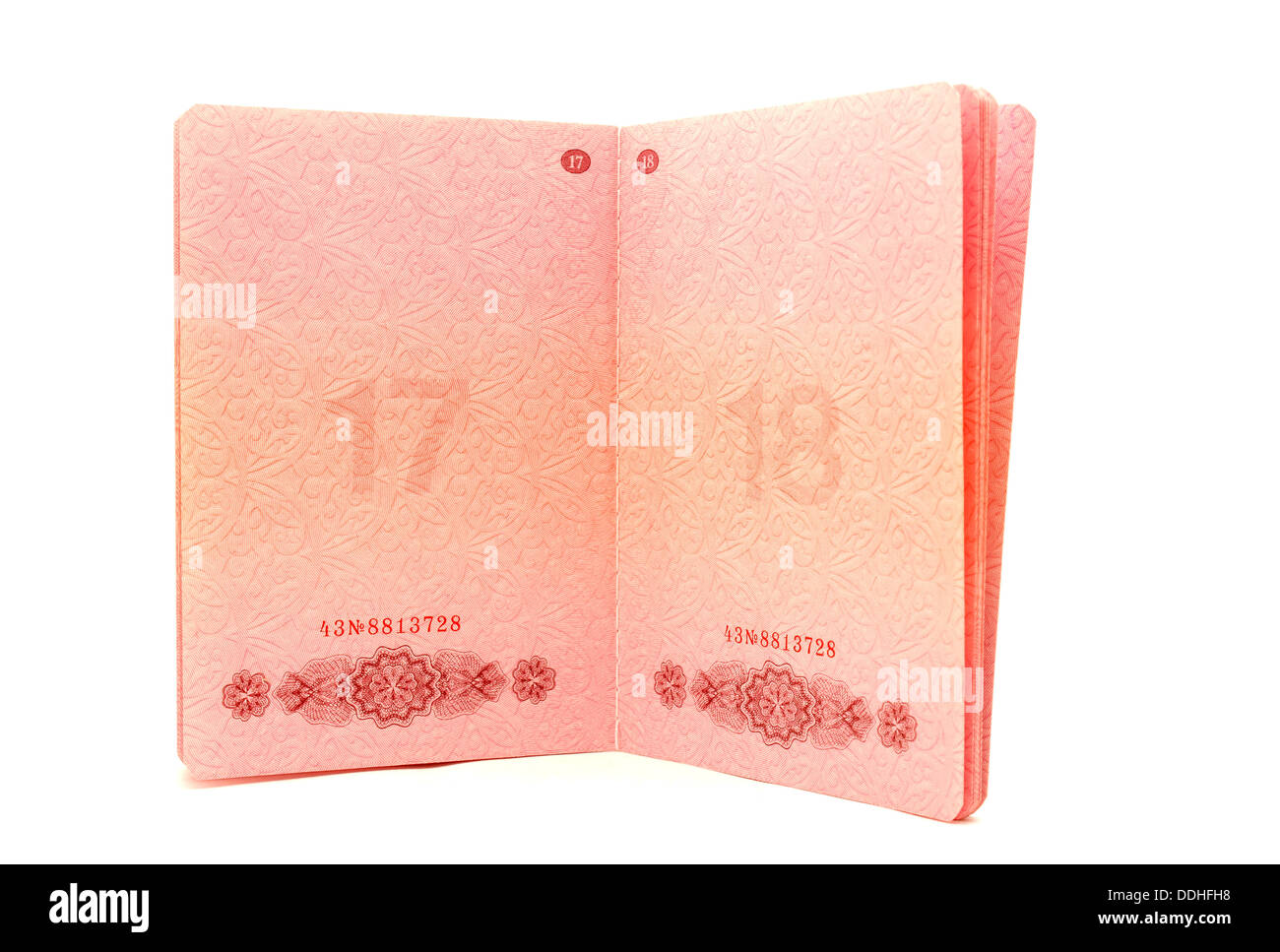 The opened passport on a white background Stock Photo - Alamy