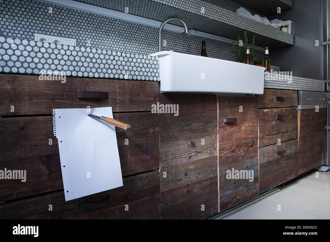 Interior of kitchen with piece of paper Stock Photo - Alamy