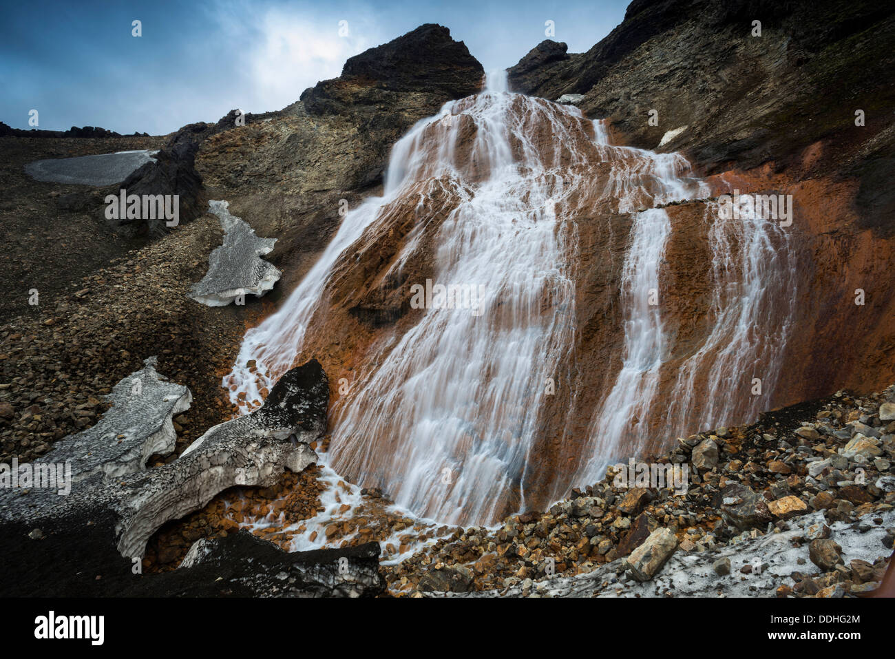 The red waterfall Raudufoss Stock Photo - Alamy