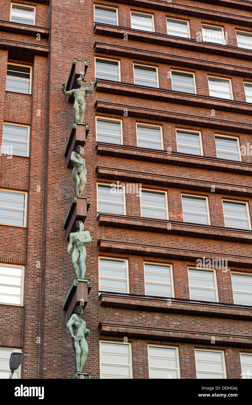 Bronze statues, Brahms-Kontor building Stock Photo - Alamy