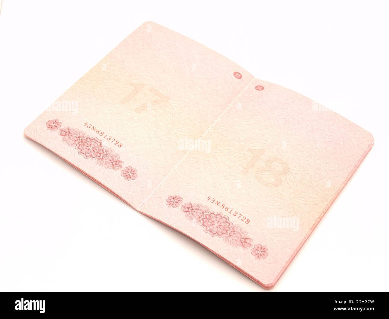 The opened passport on a white background Stock Photo - Alamy