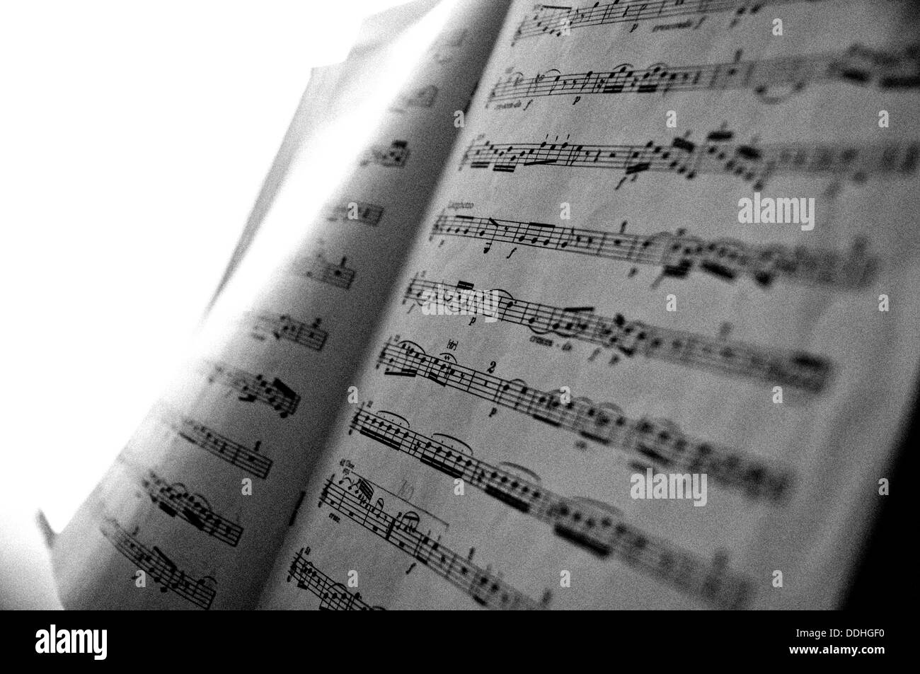 Music score sheet Black and White Stock Photos & Images - Alamy