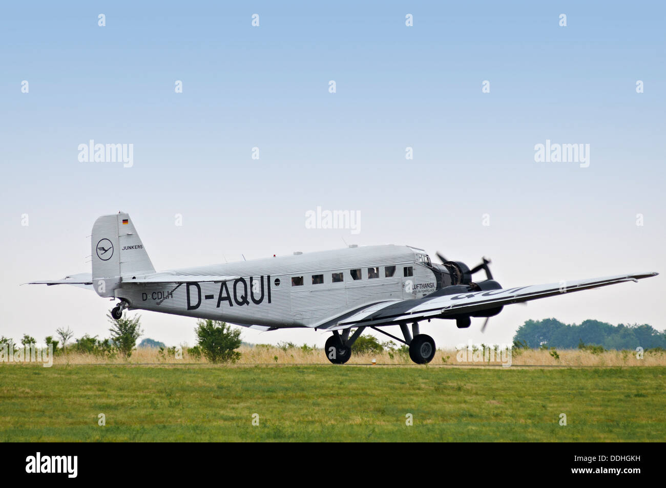 Junkers JU 52, a historic three-engined airliner at take-off Stock ...