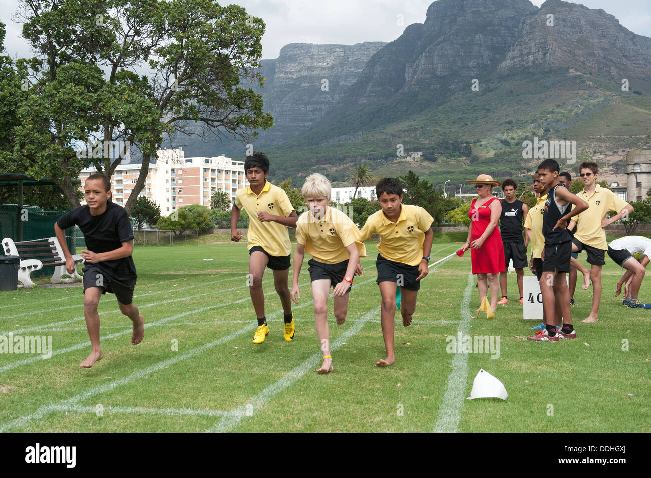 Athletic children taking part in a running competition at St. George's ...