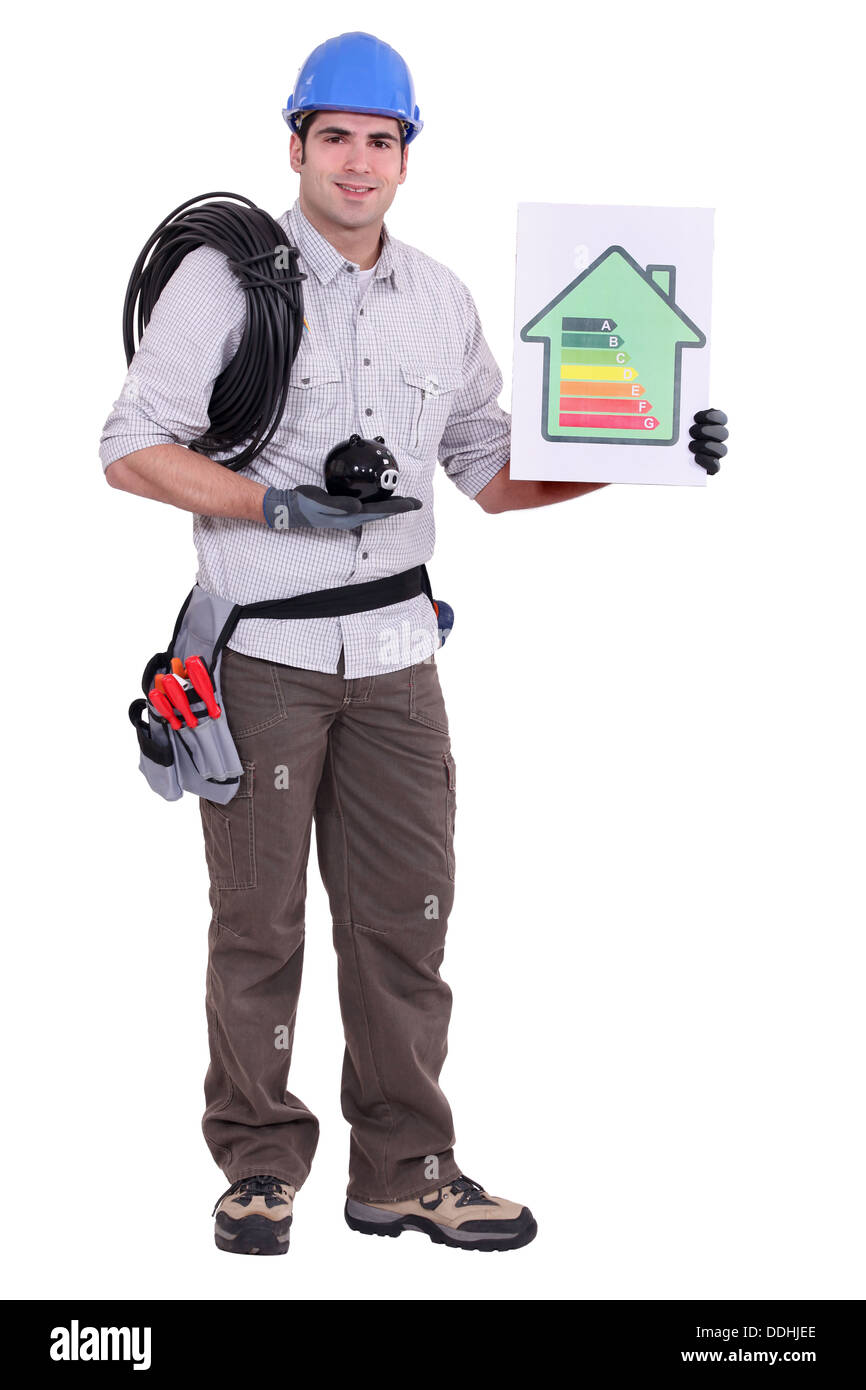 Electrician making money and energy savings Stock Photo - Alamy