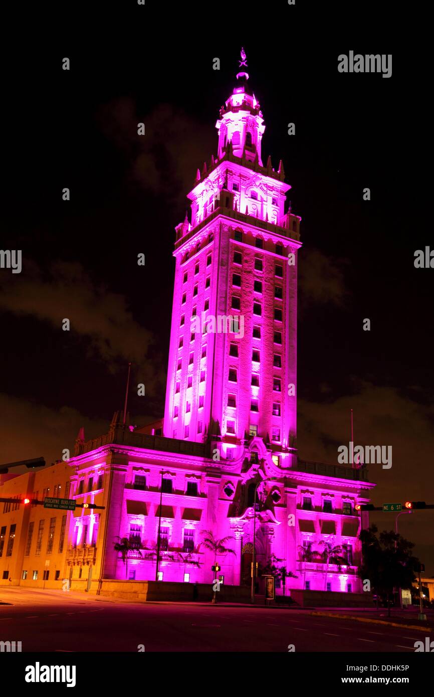 Building at night in downtown Miami, Florida, USA Stock Photo - Alamy