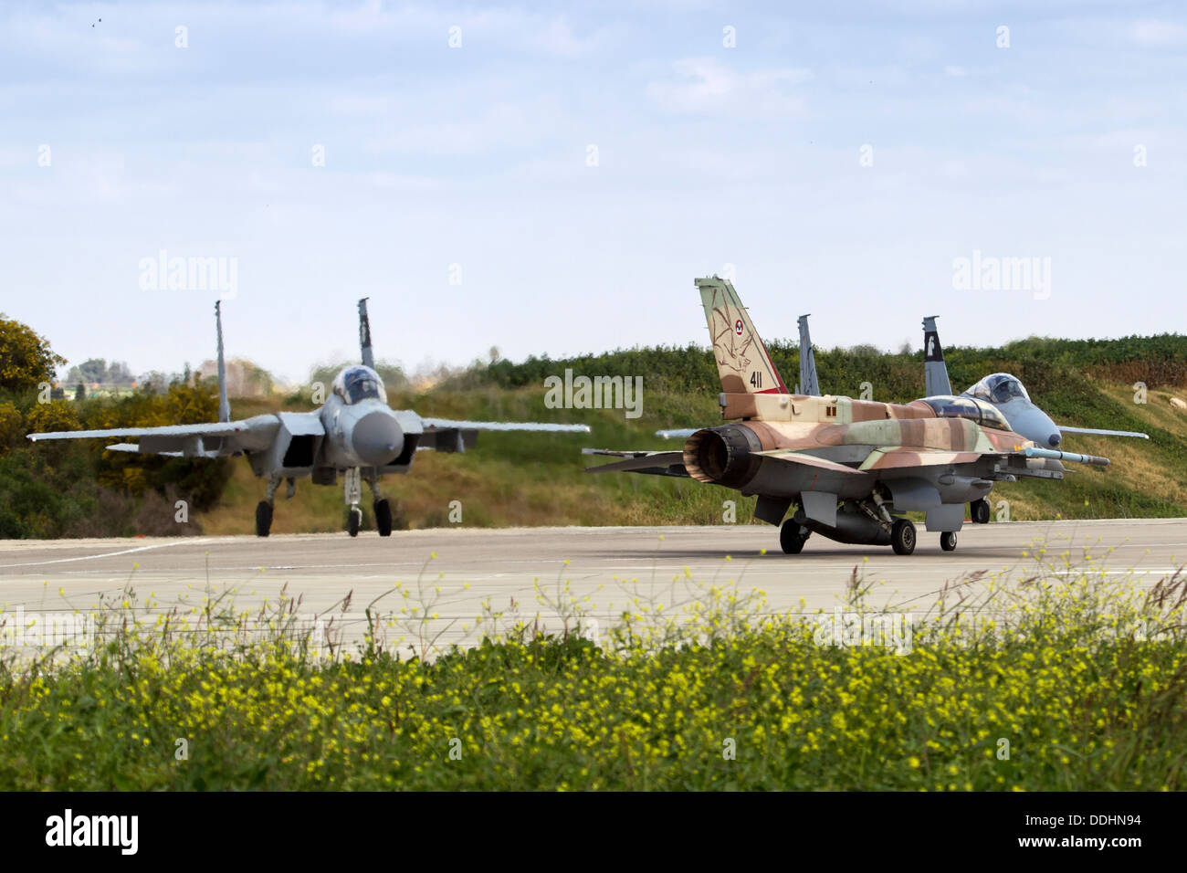 Israeli Air force (IAF) Fighter jet F-15 (BAZ) and F-16 (Netz) on the ...