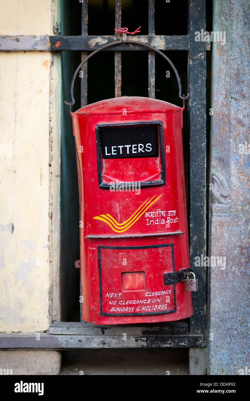 Hand painted mailbox of India Post, the Indian postal service Stock ...