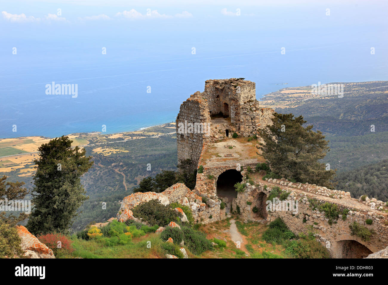 Remains of the castle of Kantara in Kantara Forest mountains, Northern ...