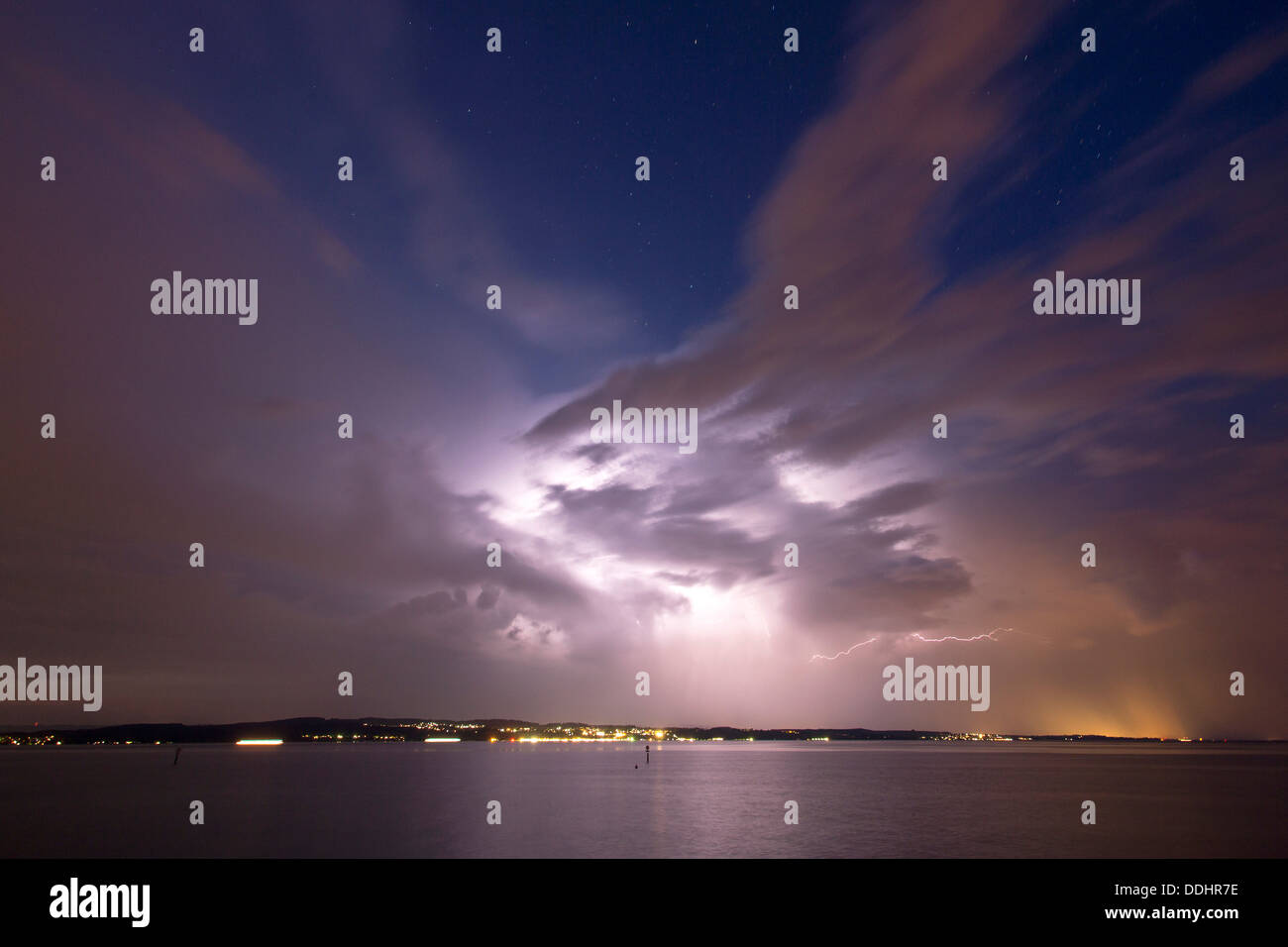 Thunderstorm and evening light on Lake Constance Stock Photo - Alamy