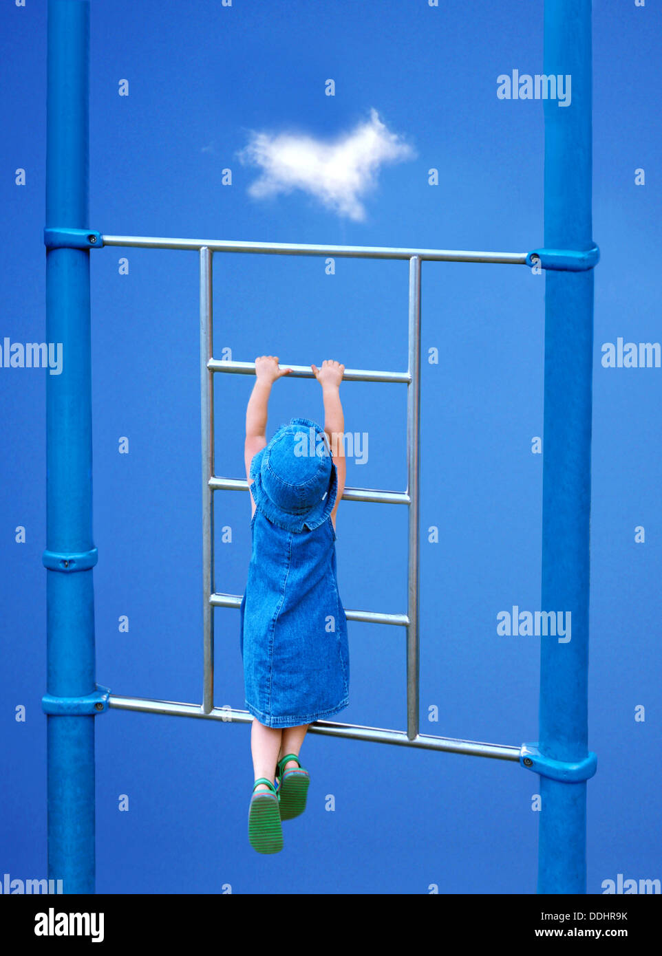3 children climbing ladder hi-res stock photography and images - Alamy
