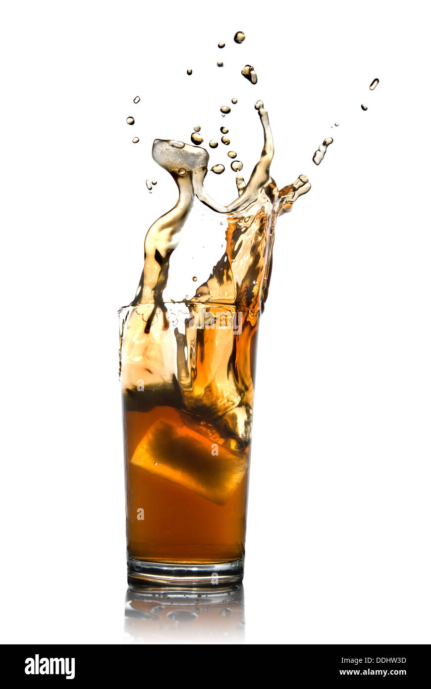 Beautiful splash of cola with ice in glass isolated on white Stock ...