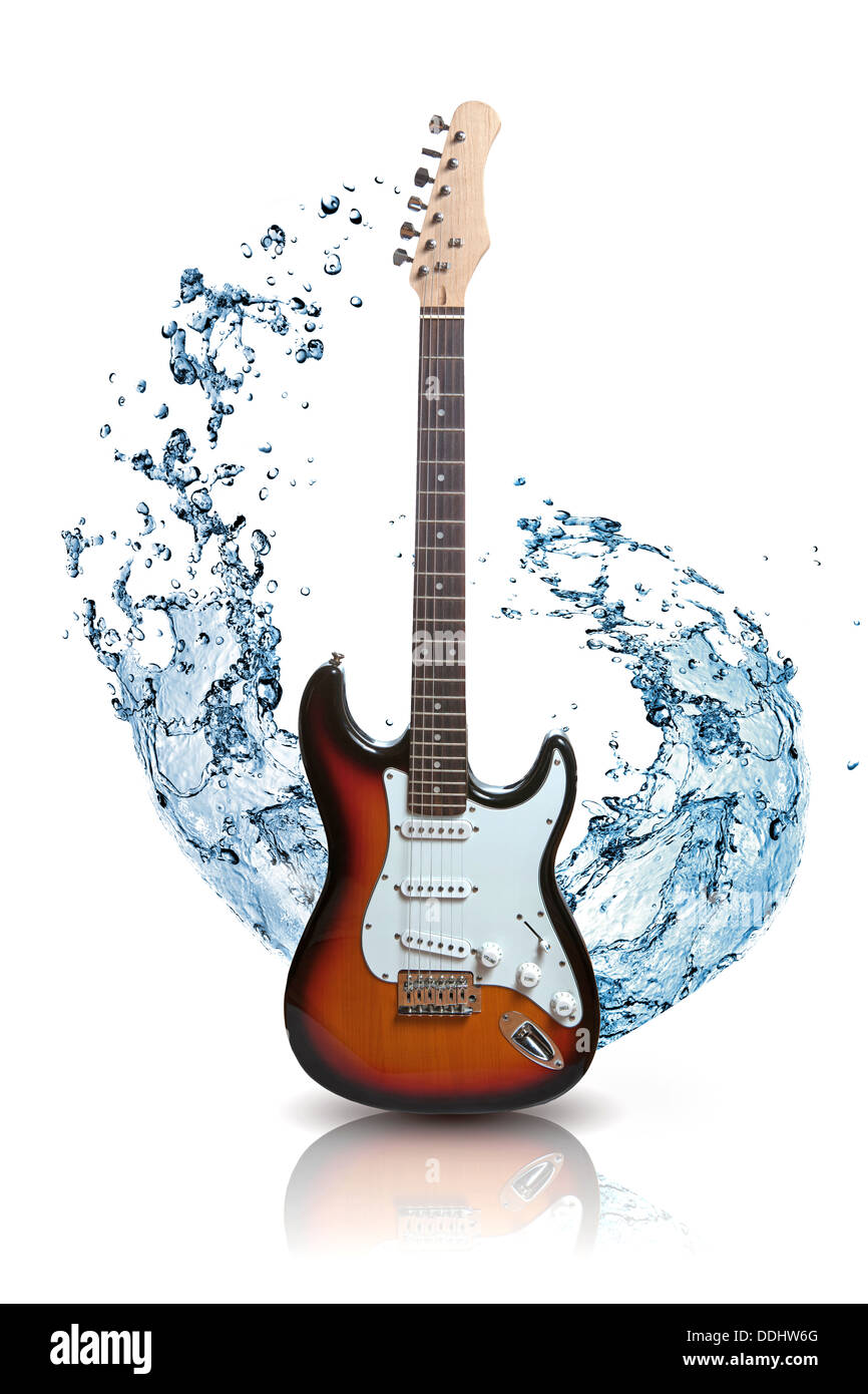 electric guitar with water splash isolated on white Stock Photo - Alamy