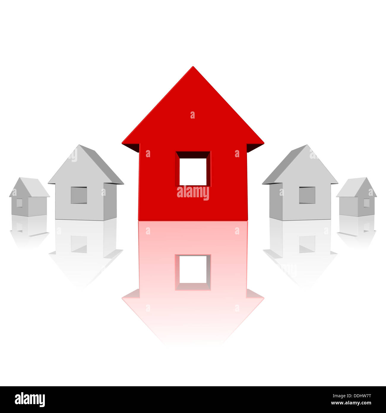 Symbols of house with reflection isolated on white Stock Photo - Alamy