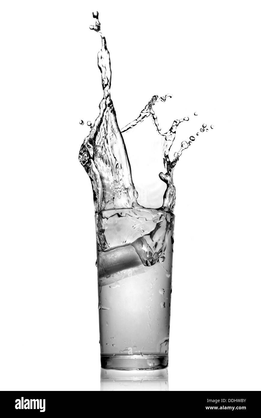 water splash in glass isolated on white Stock Photo - Alamy