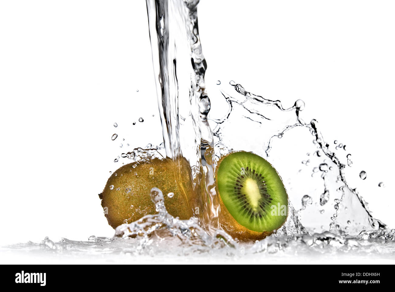 Water splash on kiwi isolated on white Stock Photo - Alamy