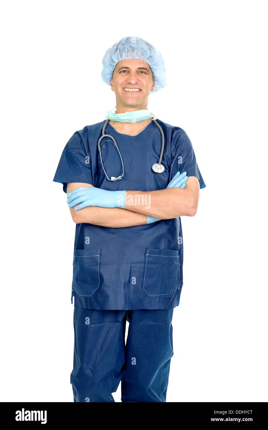 Doctor in uniform isolated against a white background Stock Photo - Alamy