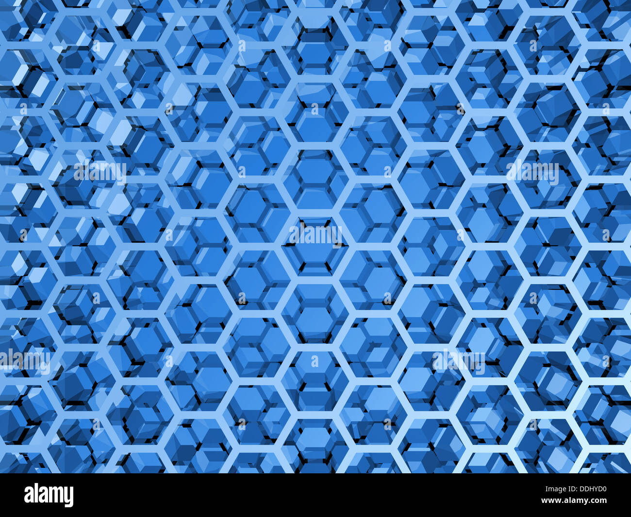 Blue shining honeycomb layers pattern. 3d illustration, background ...