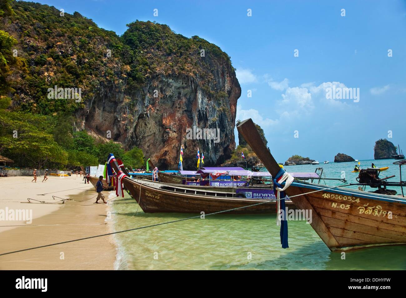 Railay bay, Rai Leh bay, Phra Nang beach cliffs and the Princess Cave ...