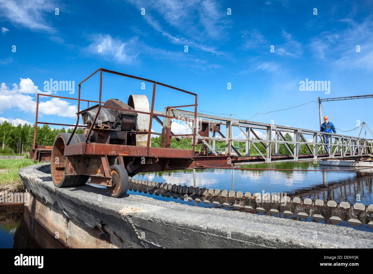 Water treatment unit for sewage cleaning in settlers Stock Photo - Alamy
