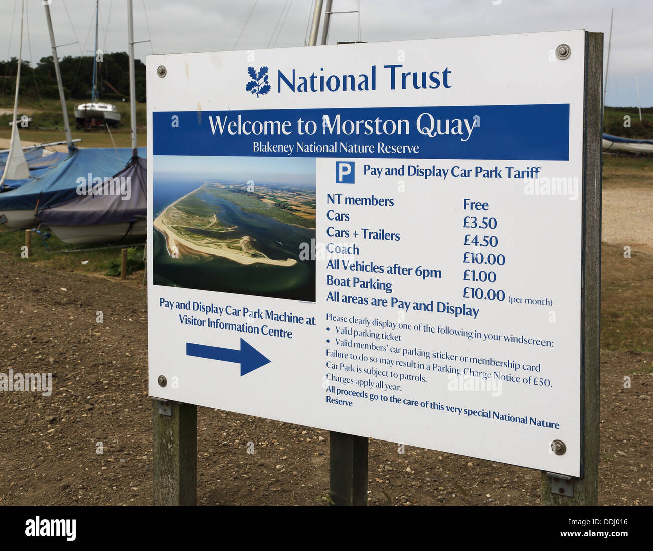 national trust sign at morston quay on the north norfolk coast Stock ...