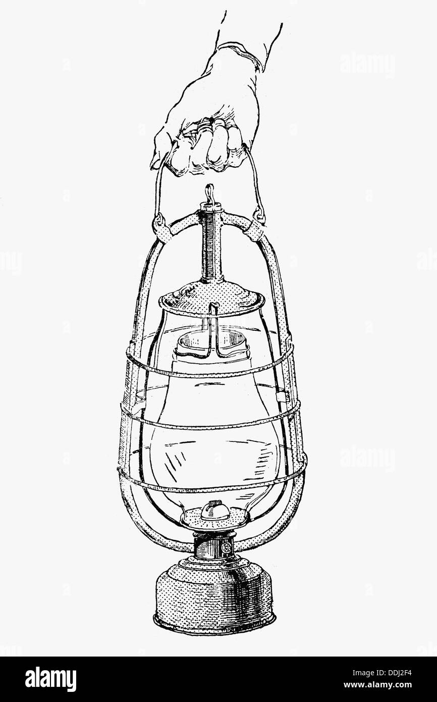 Antique Oil Lantern Drawing