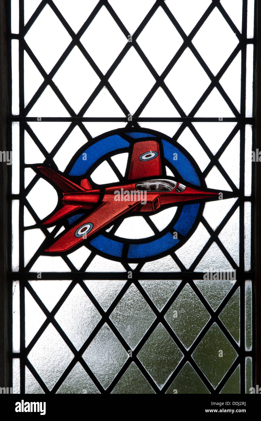 Red Arrows stained glass, St. Peter`s Church, Little Rissington ...