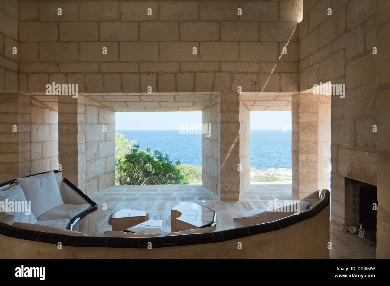 Can Lis, Mallorca, Spain. Architect: Utzon, Jorn, 1971. Living room ...