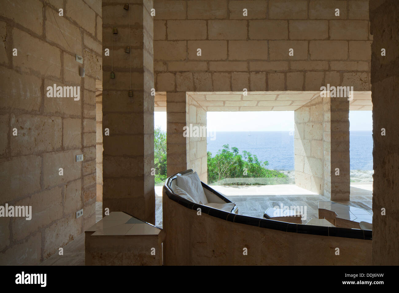 Can Lis, Mallorca, Spain. Architect: Utzon, Jorn, 1971. Living room ...